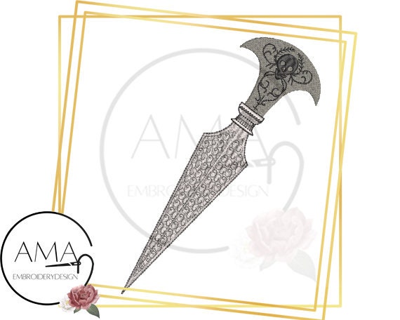 Bellatrix Knife / Dagger Embroidery Design Wizarding School | Etsy