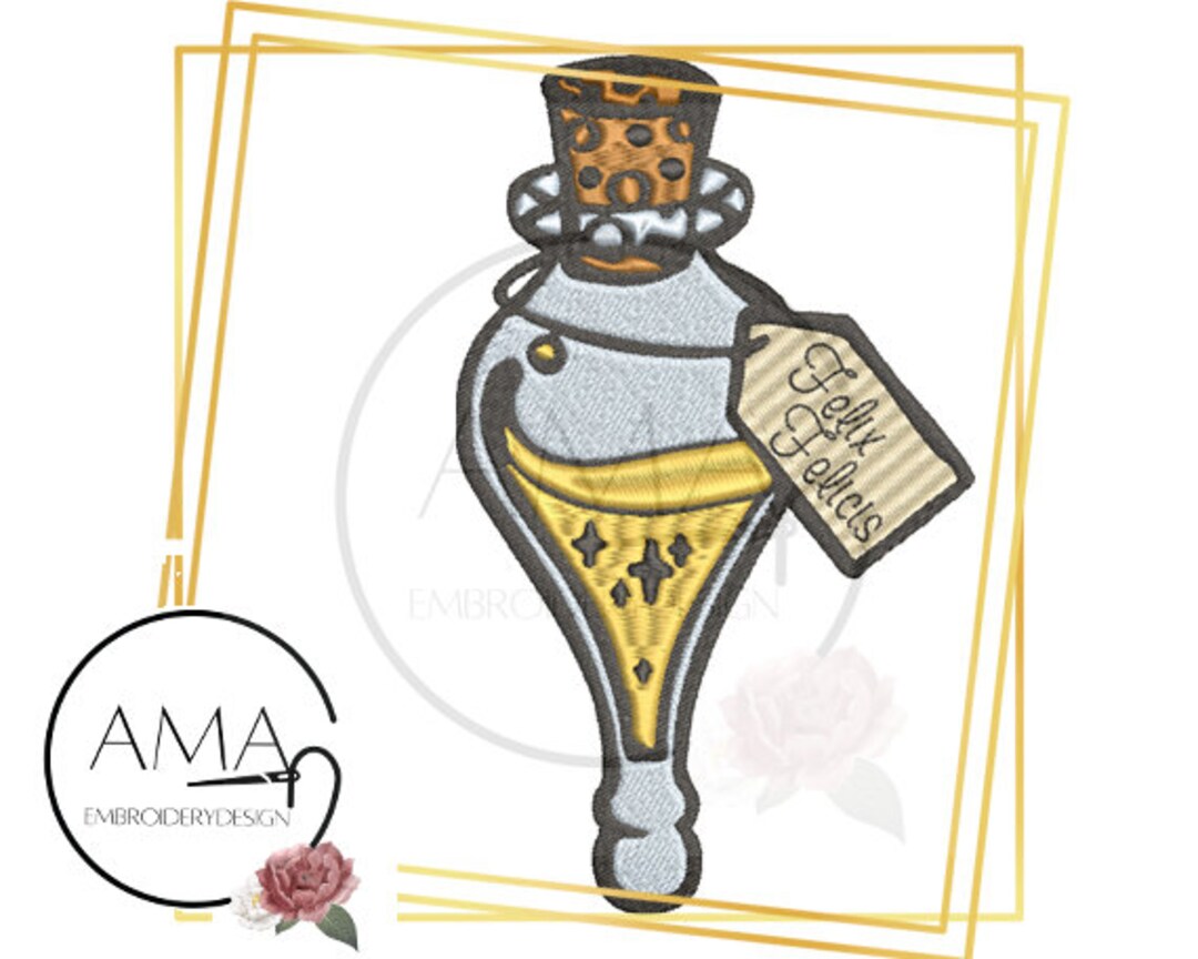 Felix Felicis Liquid Luck Potion Bottle Embroidery Design Wizarding ...