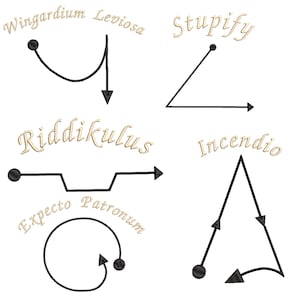 Bundle Spells and Wand Motions Embroidery Design - Wizarding School for ...