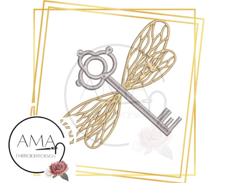 The Winged Keys Flying Key Embroidery Design Wizarding - Etsy
