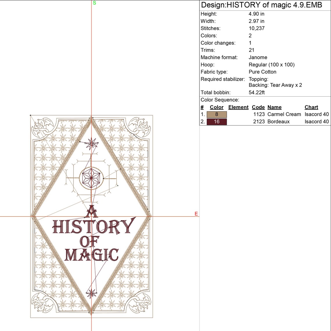 A History of Magic Book Cover Embroidery Design Wizarding | Etsy