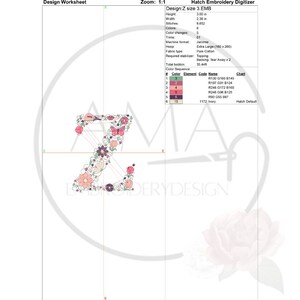 Unique Flower Alphabet - Instant Download Machine Embroidery Design ...