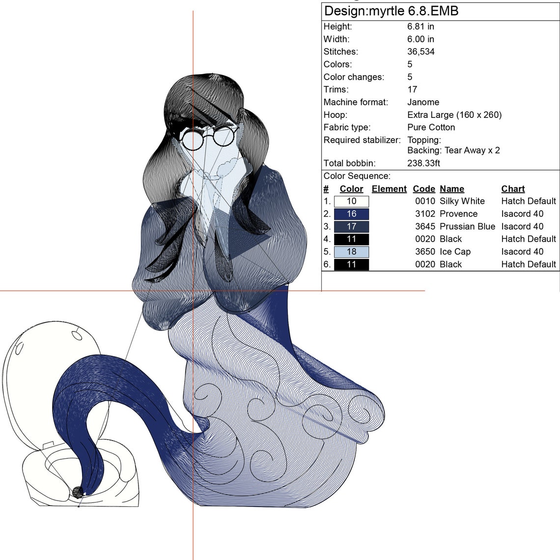 Crying Myrtle in the Toilet Ghost Embroidery Design - Etsy