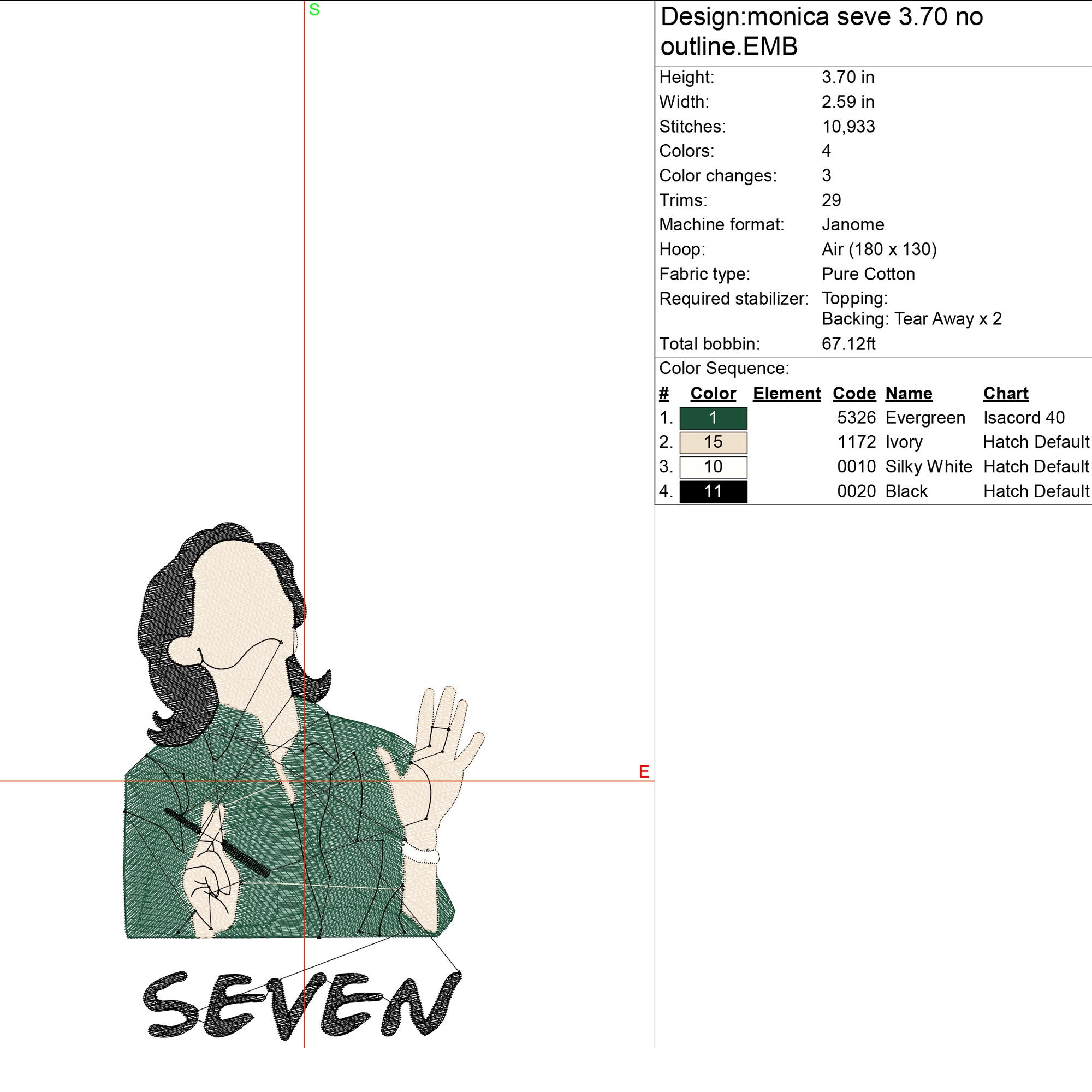 Monica Geller SEVEN Embroidery File - 3 Sizes Embroidery Design - Etsy