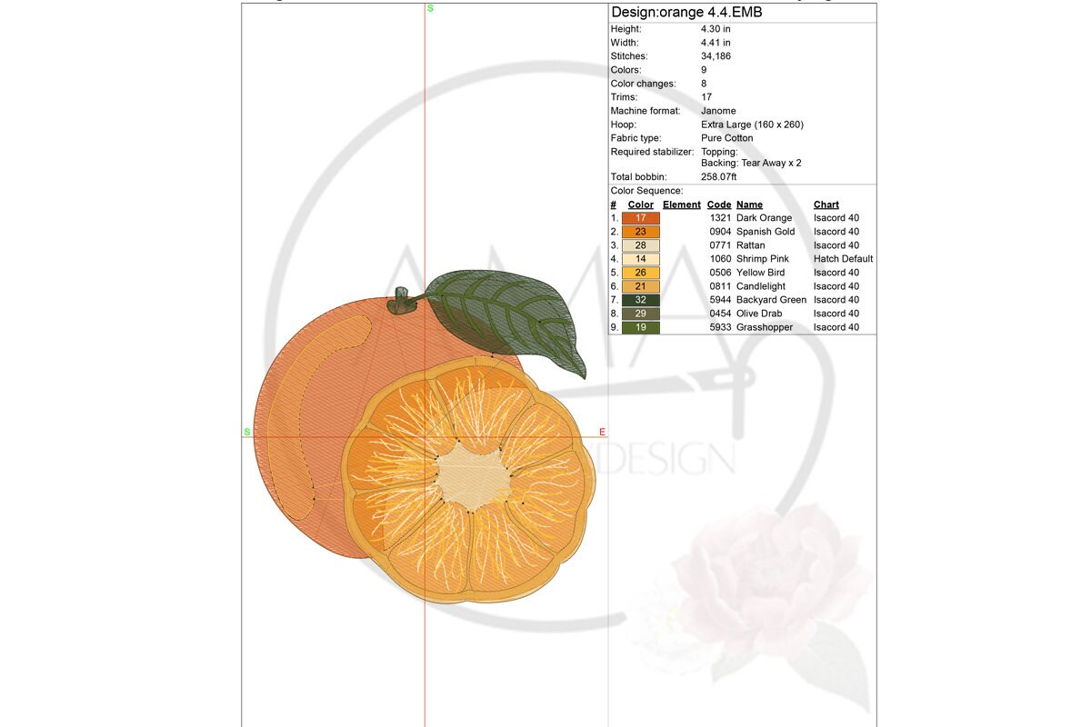 Orange Slice Embroidery Design Summer Fruits Embroidery 3 - Etsy