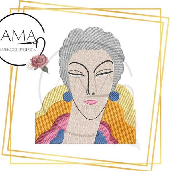 Old Lady Embroidery Design - Etsy