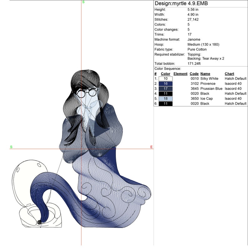 Crying Myrtle in the Toilet Ghost Embroidery Design | Etsy