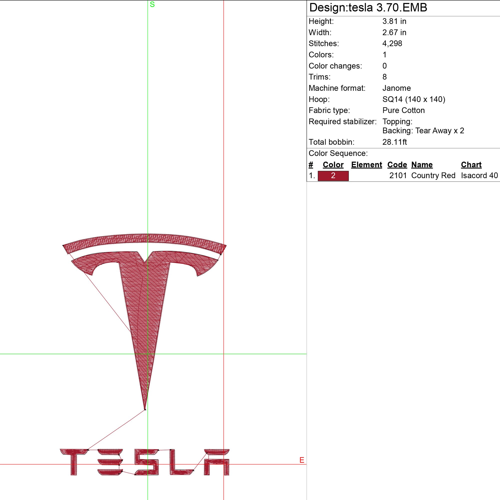4 sizes-Machine Embroidery Design Tesla Logo embroidery Embroidery ...