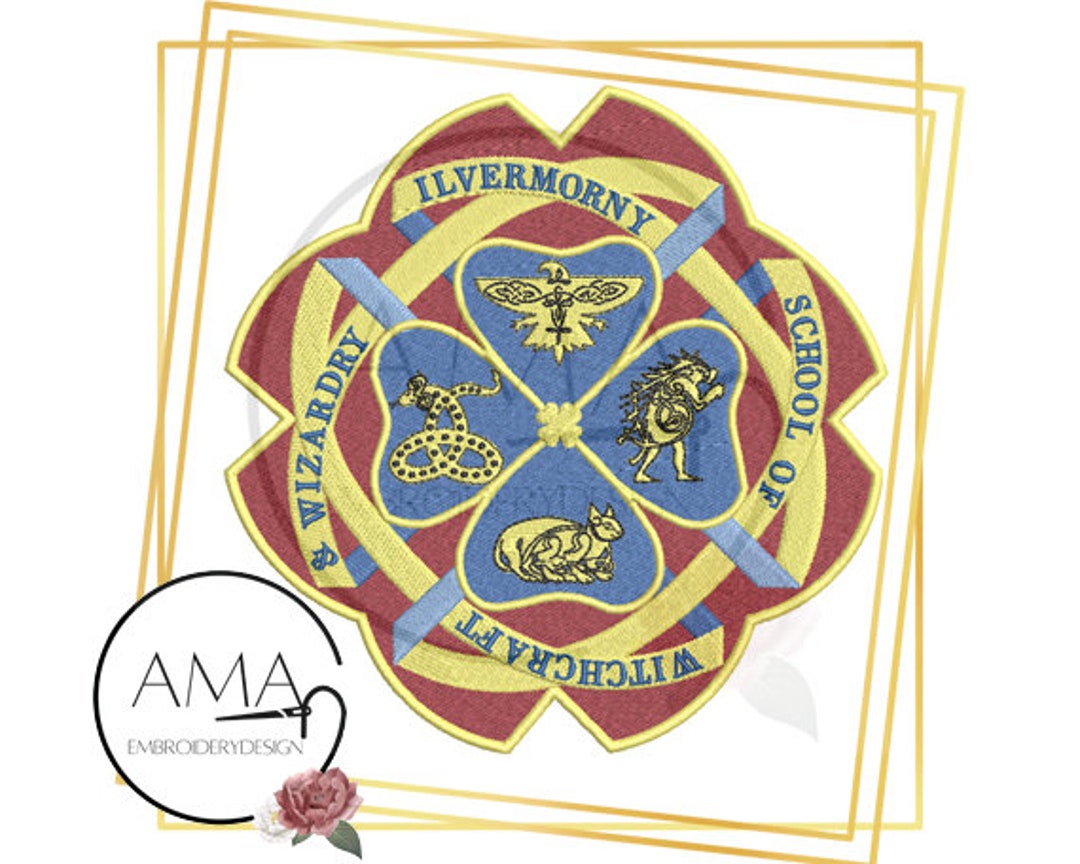 School Mascots House Logo Embroidery Design - Wizarding School for ...