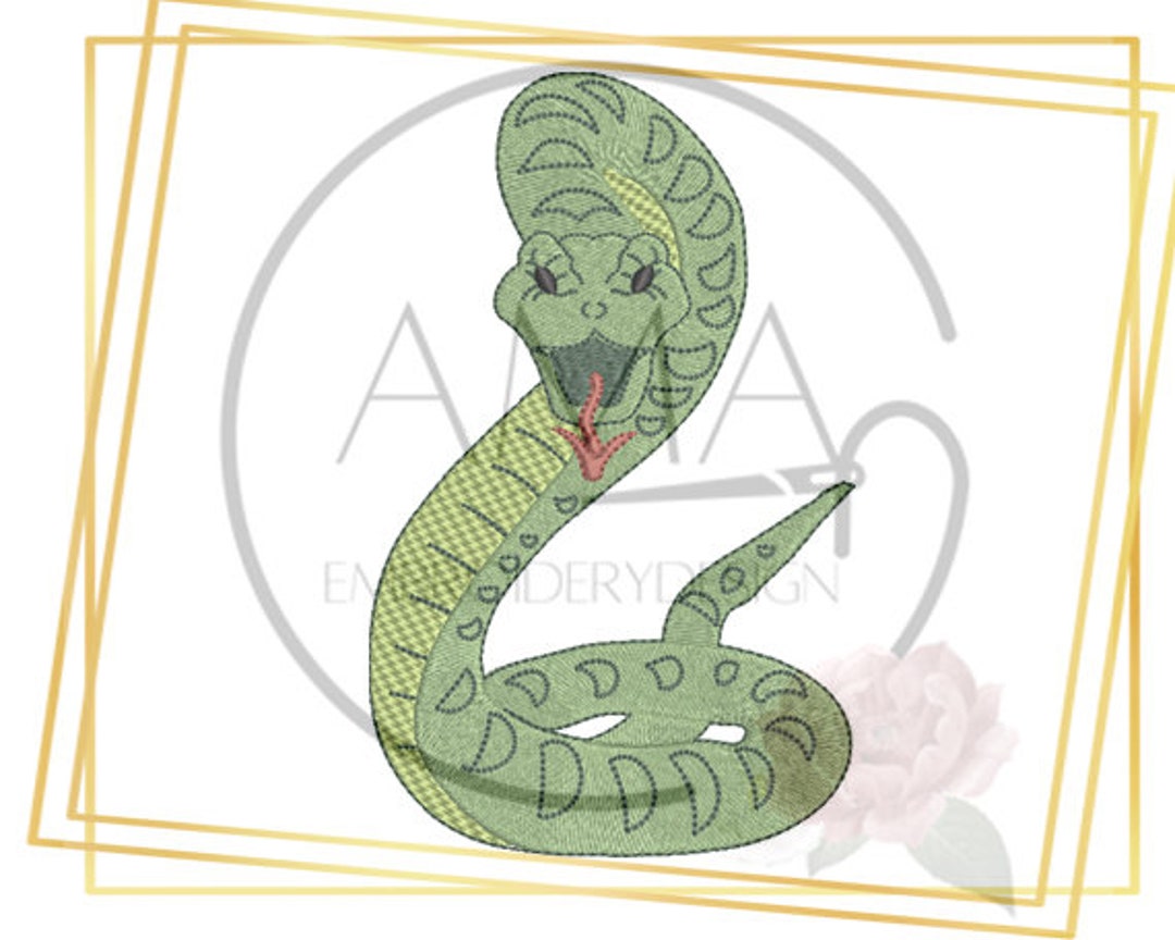Nagini the Green Snake Embroidery Design - Wizarding School for Witches ...