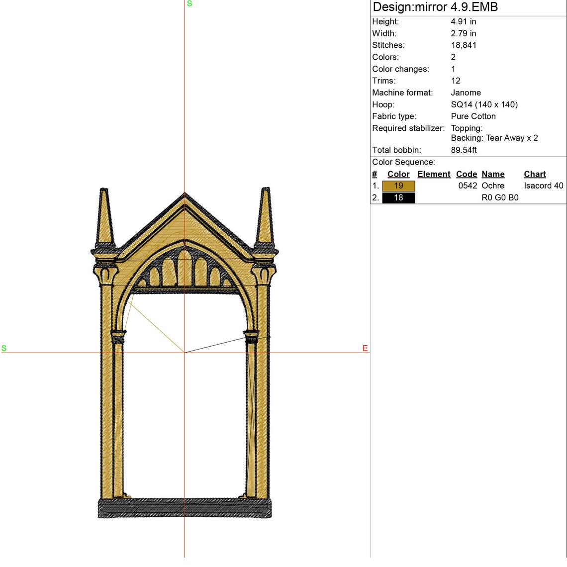 The Magical Gold Mirror Frame Embroidery Design - Wizarding School for ...
