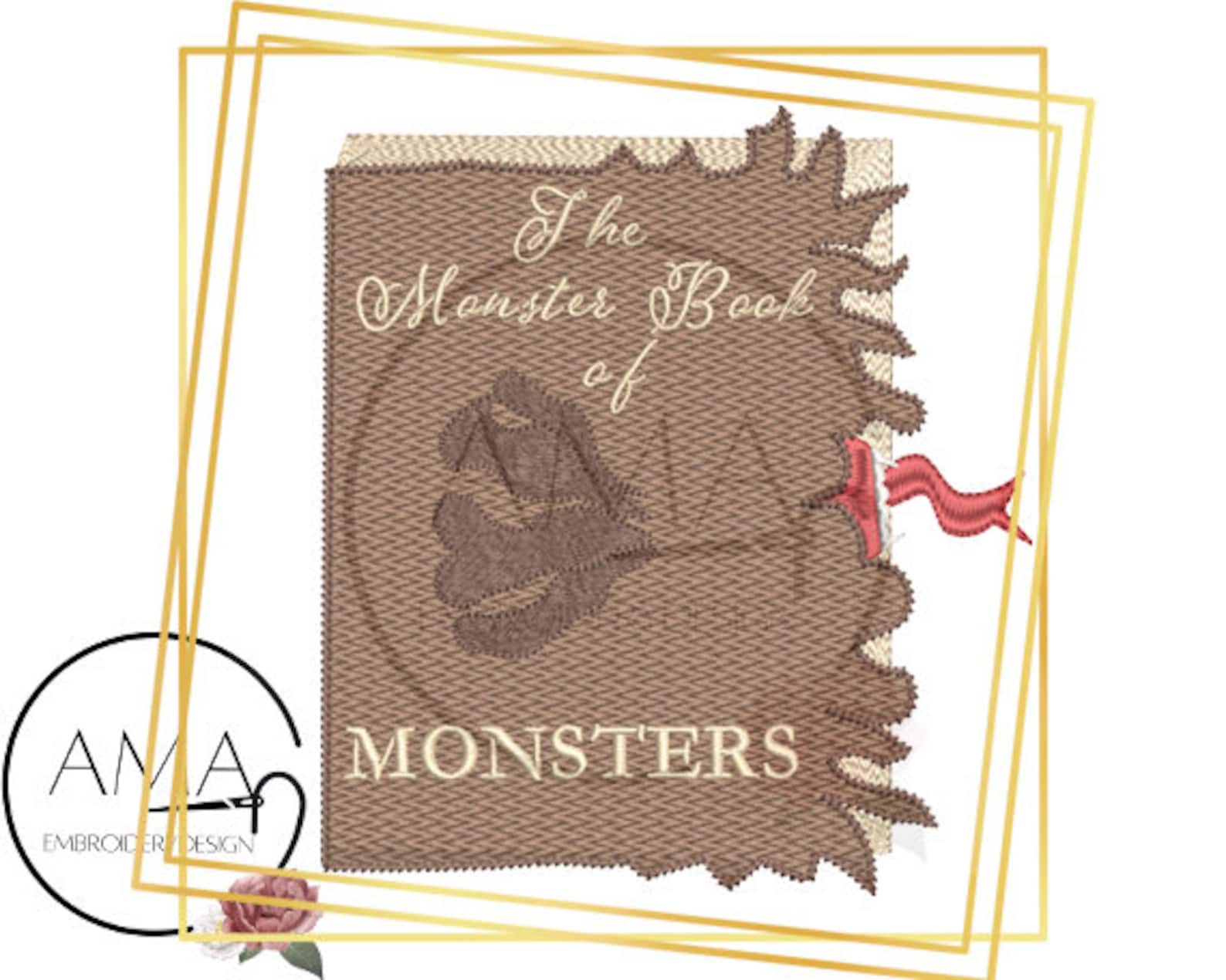 The Monster Book of Monsters Cover Embroidery Design - Wizarding School ...