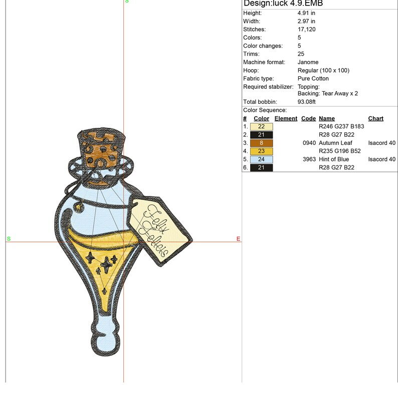 Felix Felicis Liquid Luck Potion Bottle Embroidery Design - Etsy