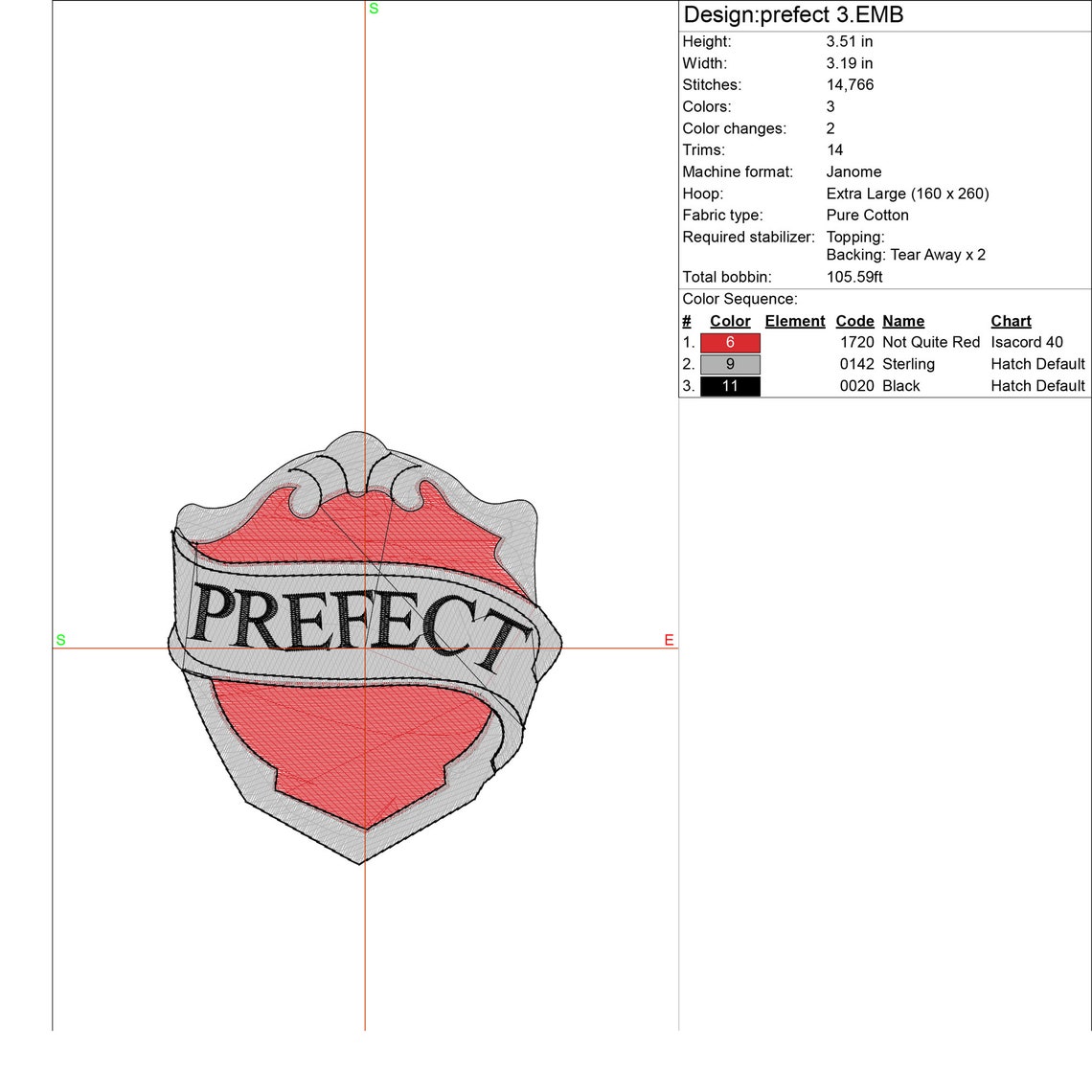 School Prefect Badges Embroidery Design - Wizarding School for Witches ...