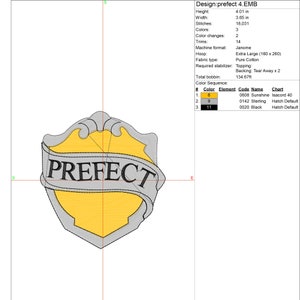 School Prefect Badges Embroidery Design - Wizarding School for Witches ...