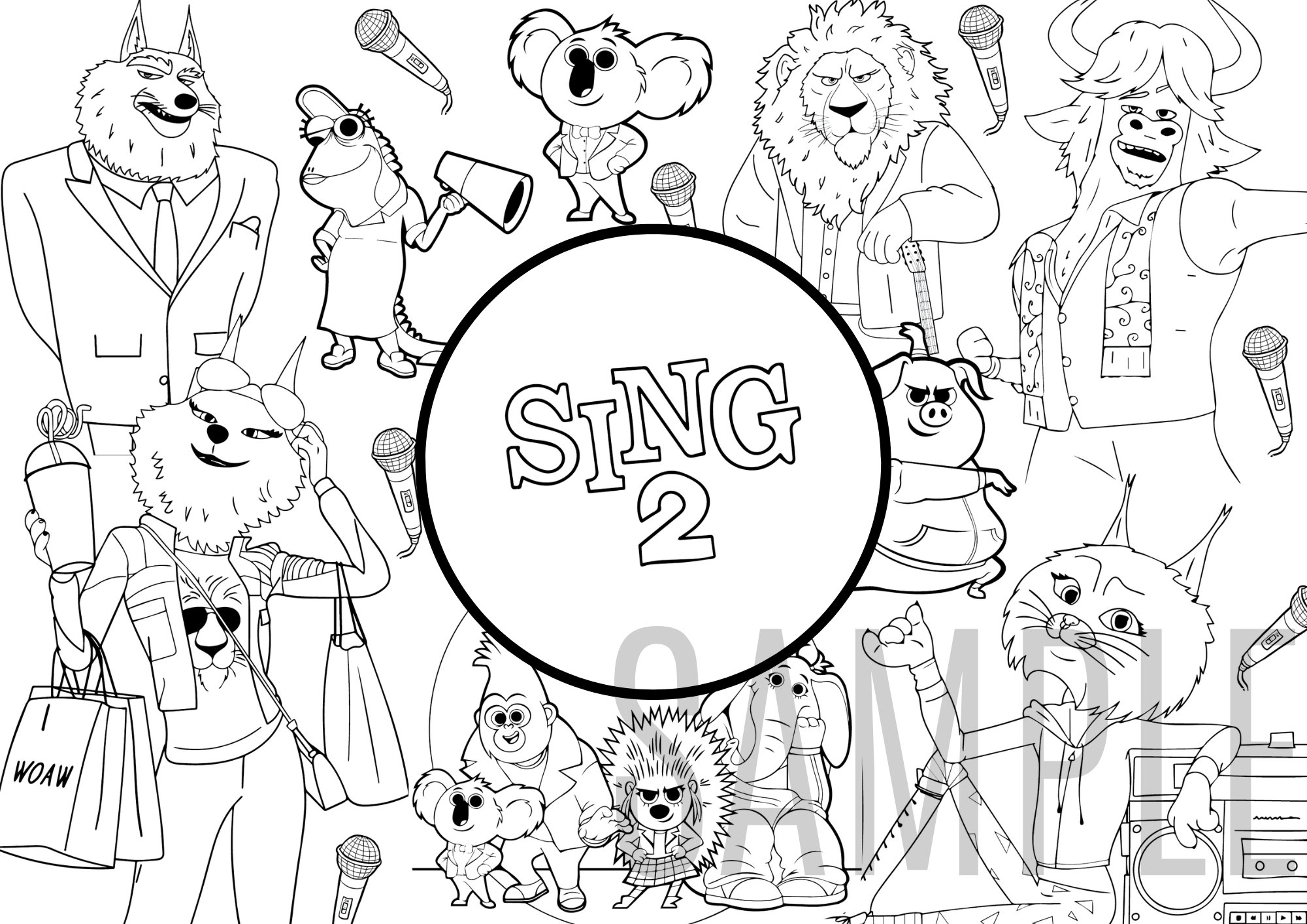 Sing 2 Activity Sheet Sing 2 Coloring Sheet Sing 2 Birthday - Etsy Israel