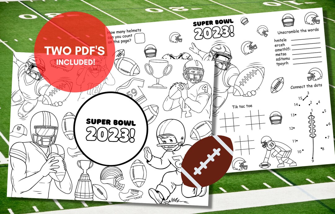 Super-bowl Instant DIGITAL Download Placemat Bundle.printable Activity ...