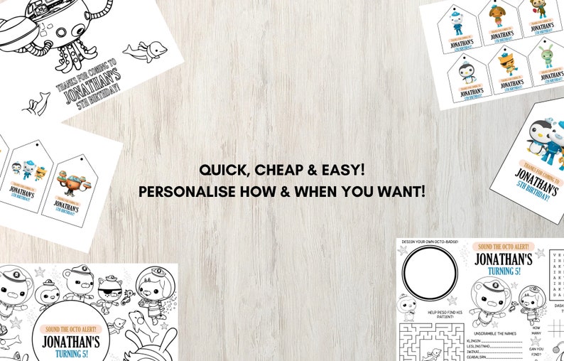 Editable Octonauts Bundle Activity Placemats. Gift Tags Party - Etsy