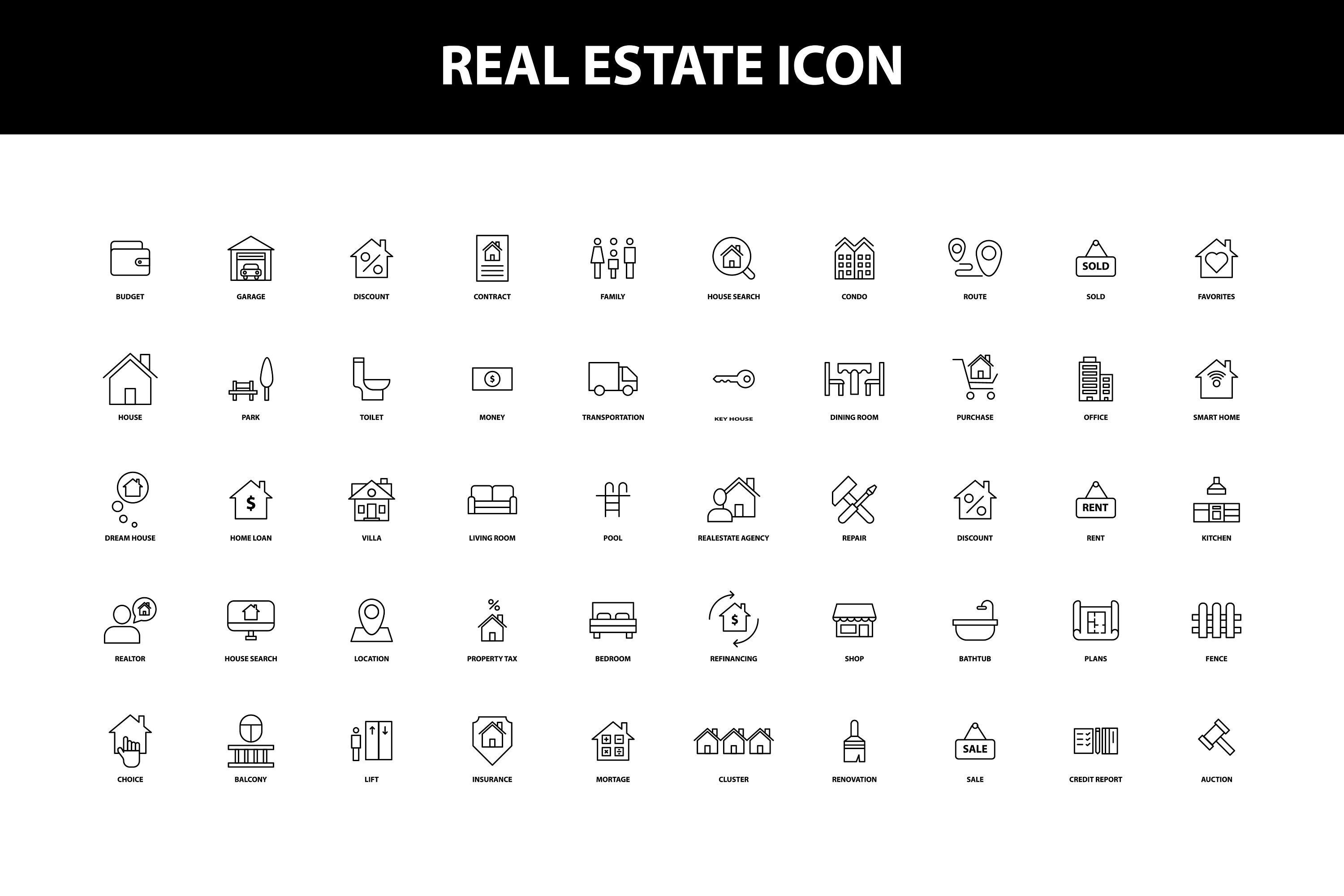 Real Estate Icons Bundle - Real Estate Line Icons - Real Estate Circle ...