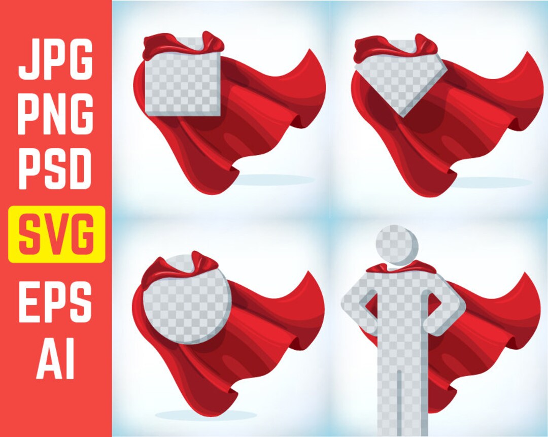 Super Hero Red Cape With Tutorial Digital Illustration Source - Etsy