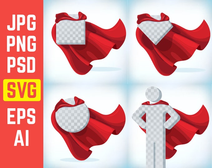 Super Hero Red Cape With Tutorial Digital Illustration Source - Etsy