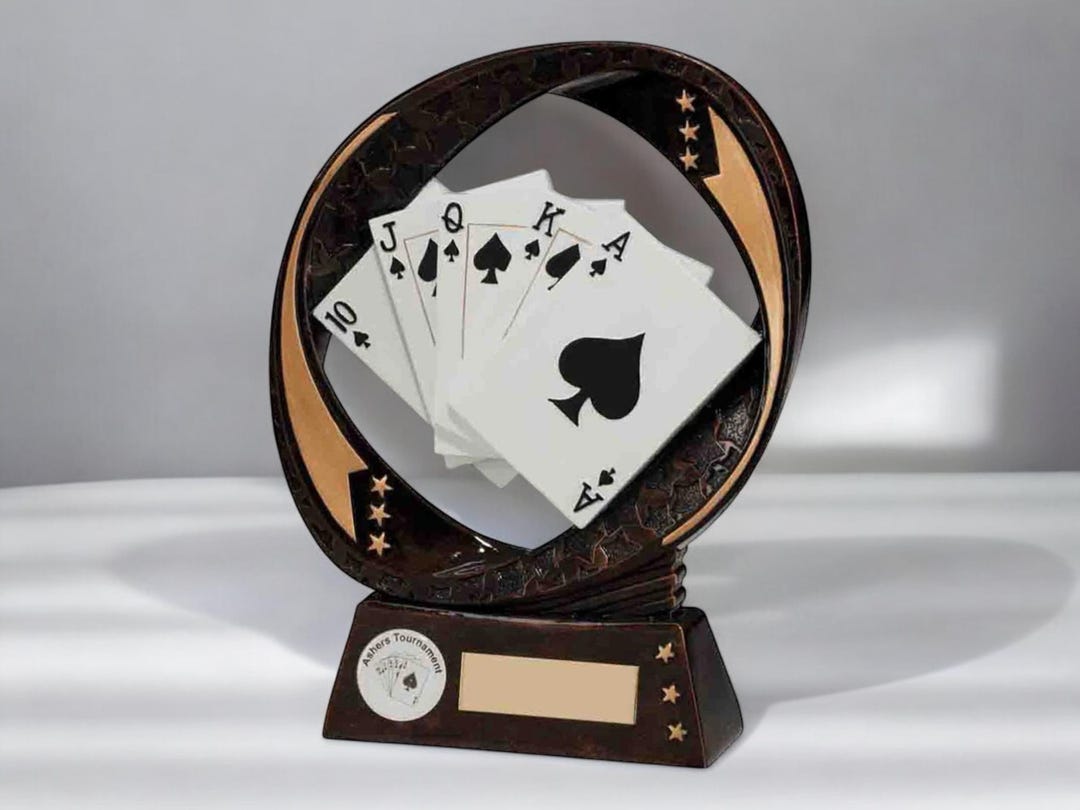 Engraved Poker Trophy - Royal Flush Spades, Game Night Award - Etsy