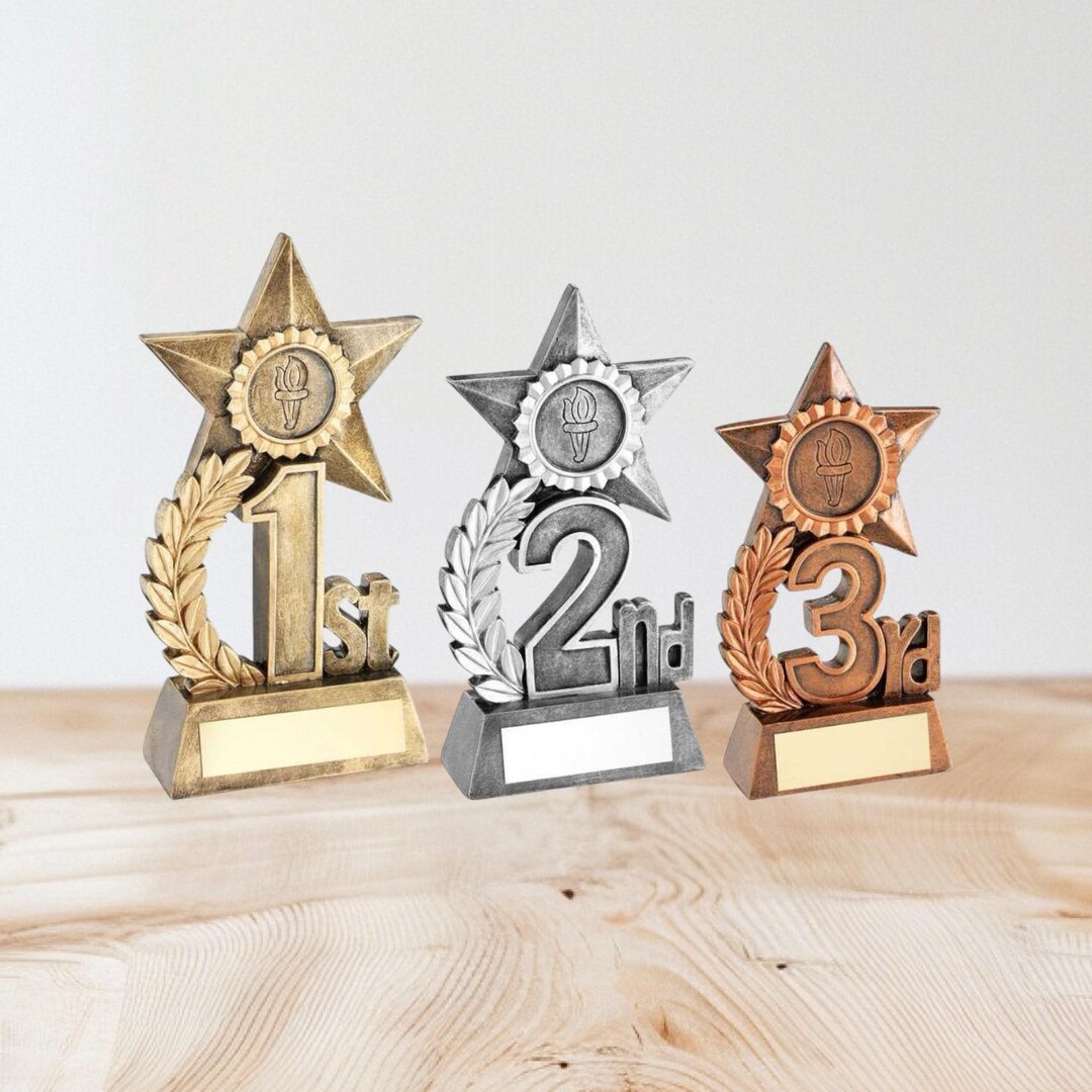 1st, 2nd, 3rd Place Awards - Gold, Silver & Bronze Trophy – Free Engraving - Etsy