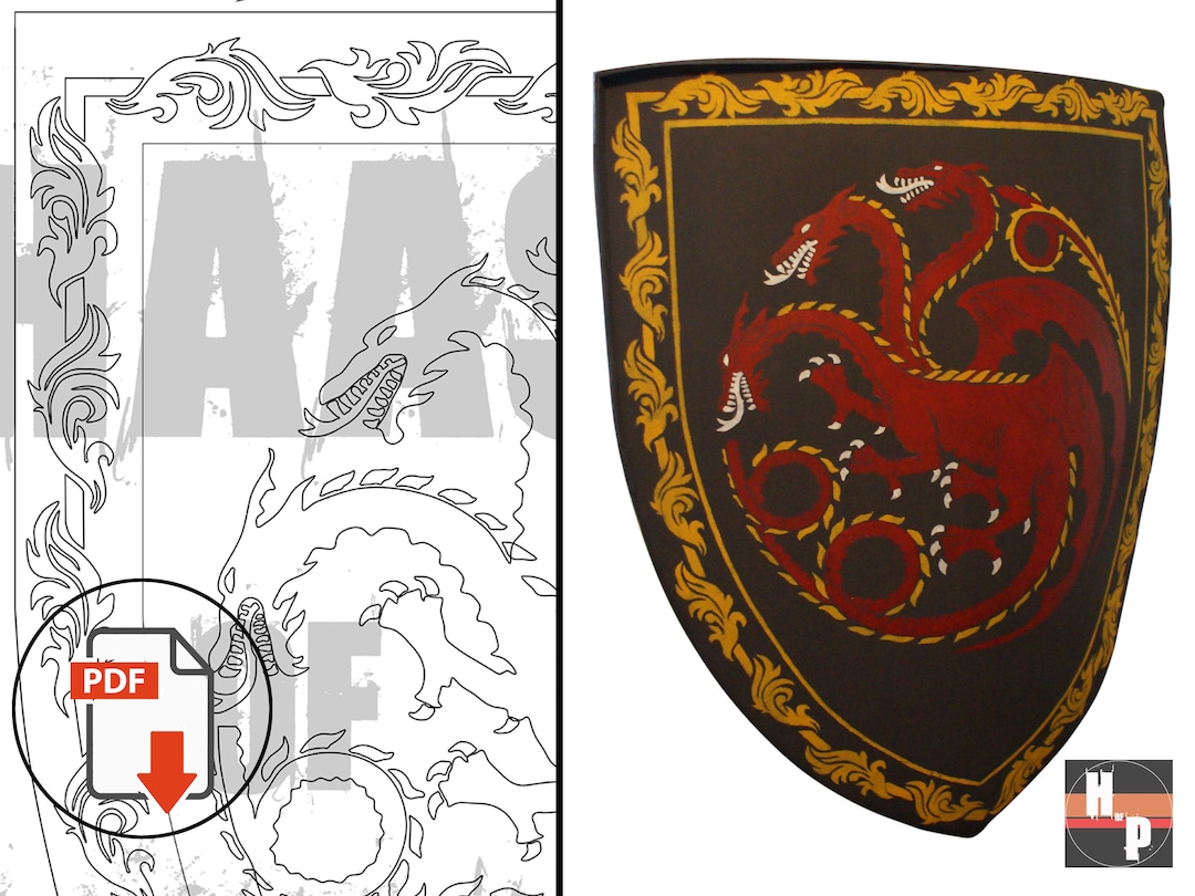 Daemon Targaryen Shield Template Pattern PDF Game of Thrones House of ...