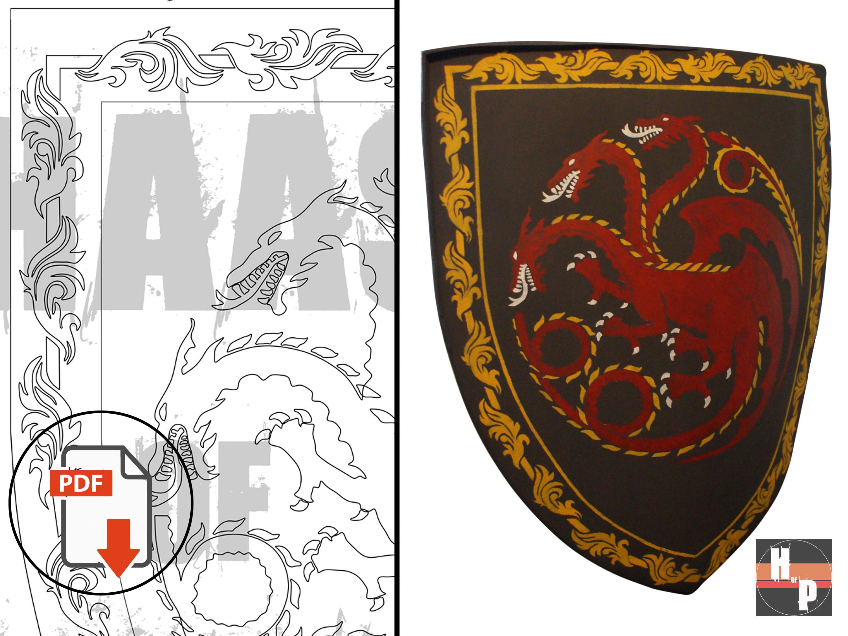 Daemon Targaryen Shield Template Pattern PDF Game of Thrones House of ...