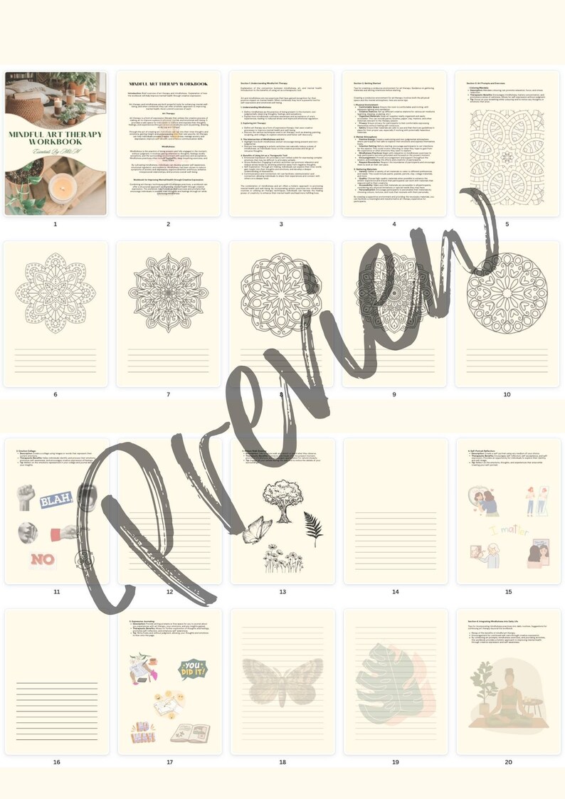 Art Therapy Workbook for Mental Health, Mindful Art Therapy Workbook ...