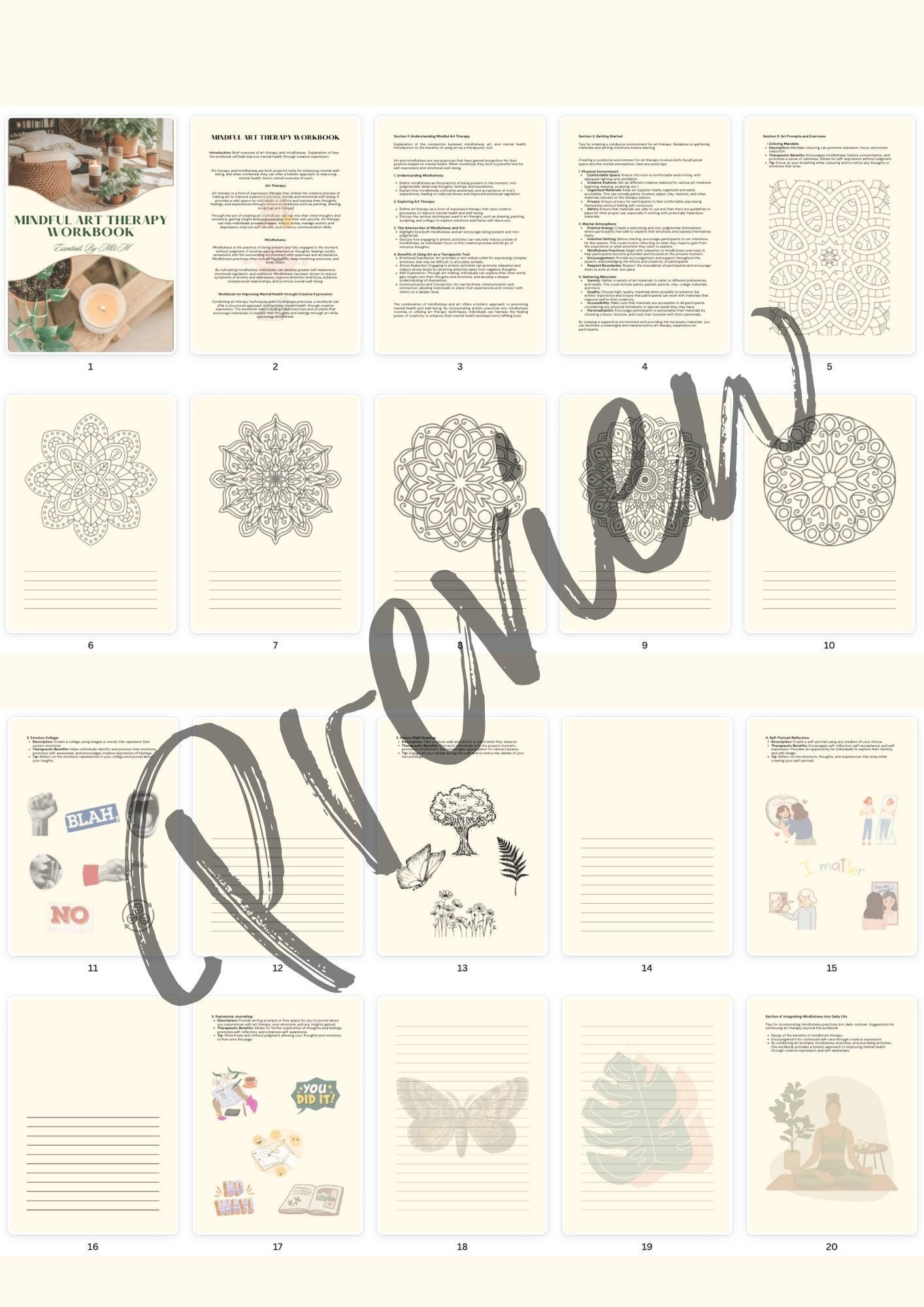 Art Therapy Workbook for Mental Health, Mindful Art Therapy Workbook ...