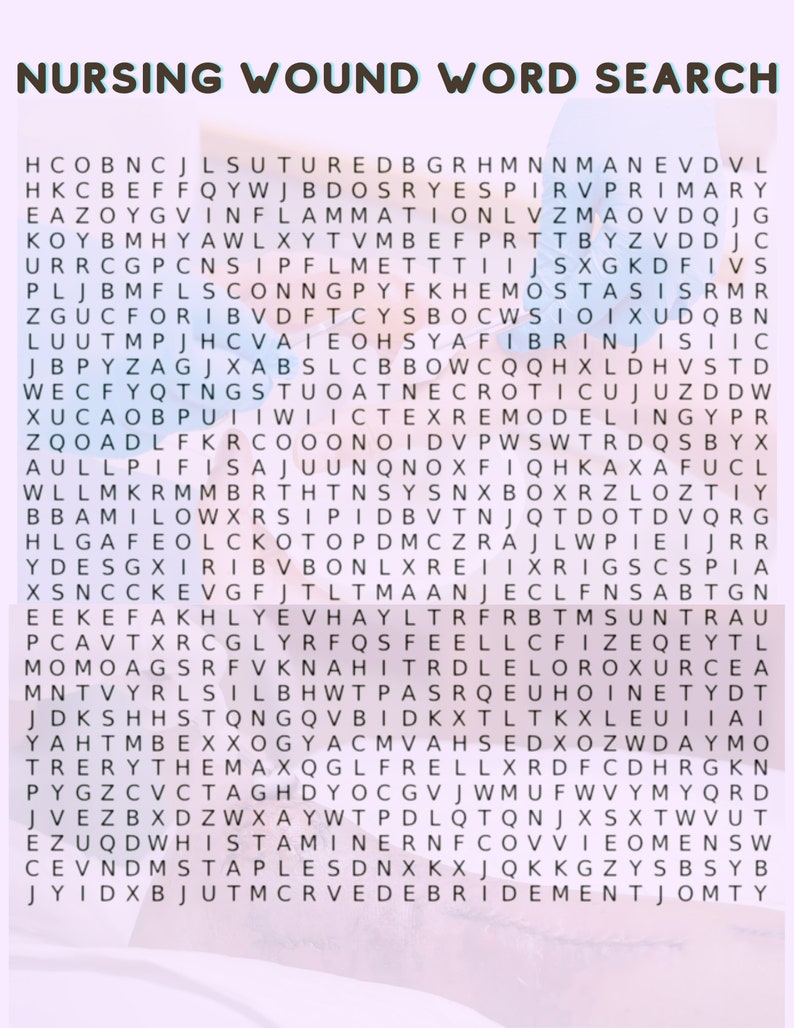 Nursing Wound Word Search Wound Nursing Puzzle - Etsy
