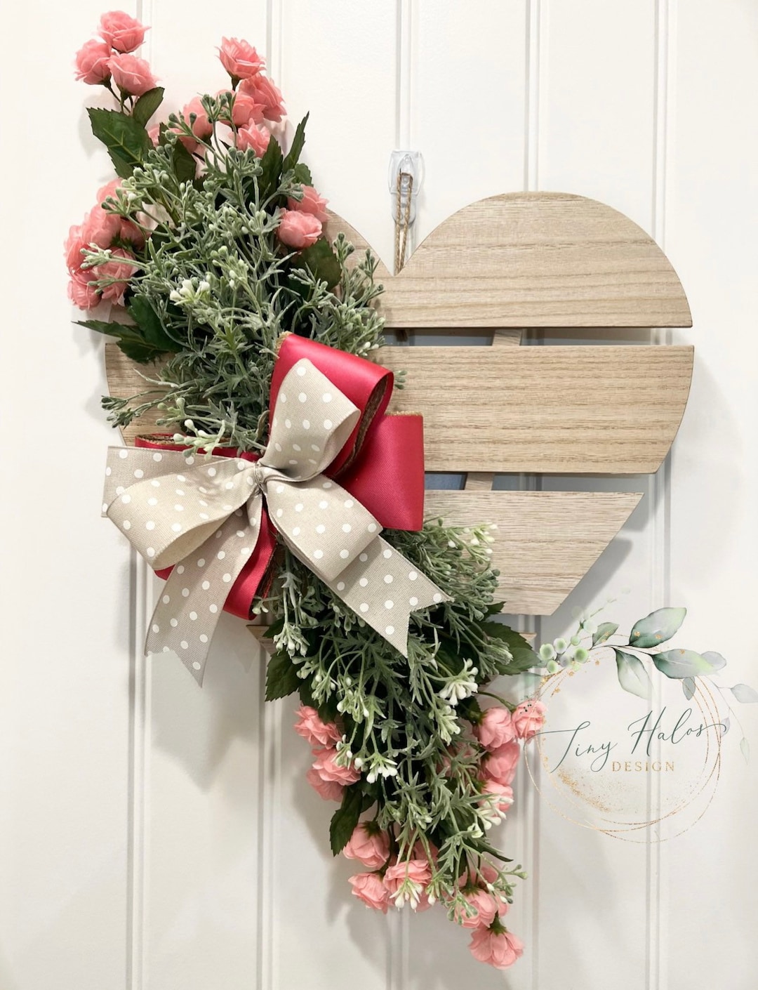 Heart Door Decor Heart Shape Wreath Pink Wreath - Etsy