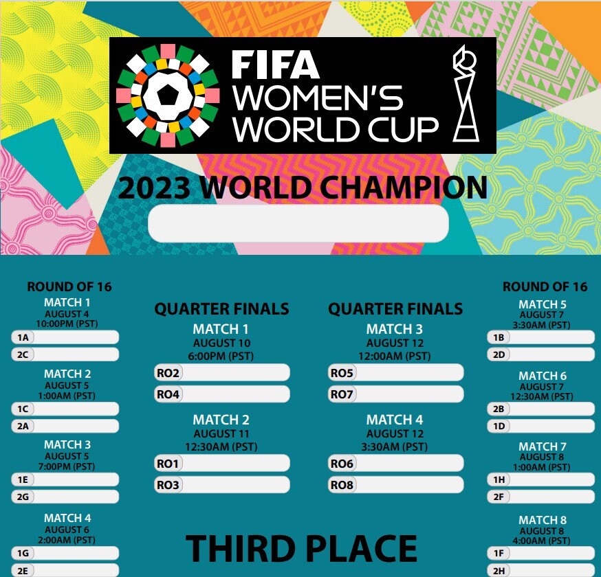 Soccer Womens World Cup 2023 Est Schedule Calendar Eastern Etsy Canada