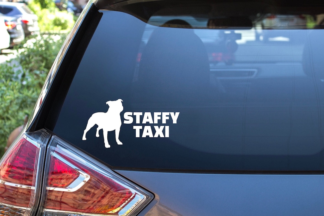 Staffordshire Bull Terrier ‘staffy Taxi’ on Board Vinyl Decal Car ...