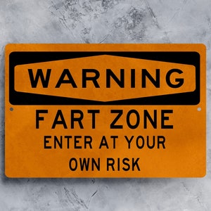 Warning Fart Zone Sign - Funny Wall Decor Gift - Metal Sign - Etsy