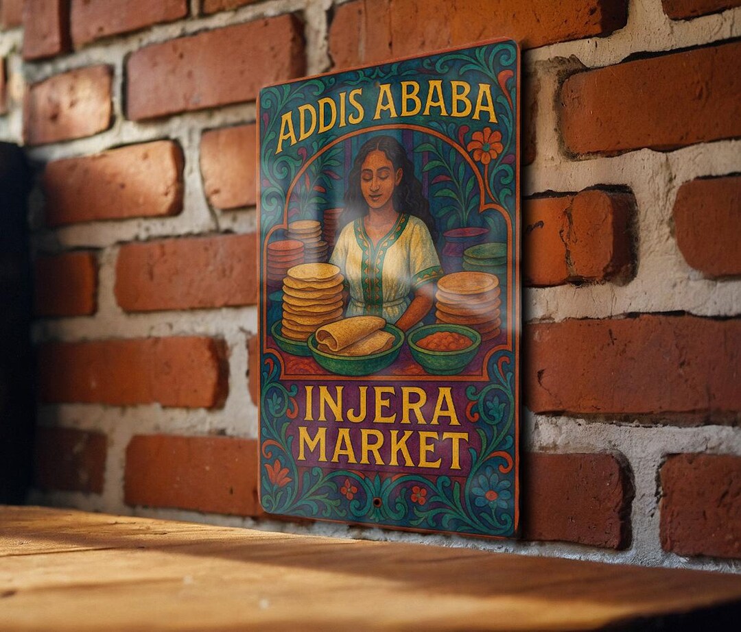 Addis Ababa Injera Market Metal Sign – Art Nouveau Wall Decor, Jewel ...
