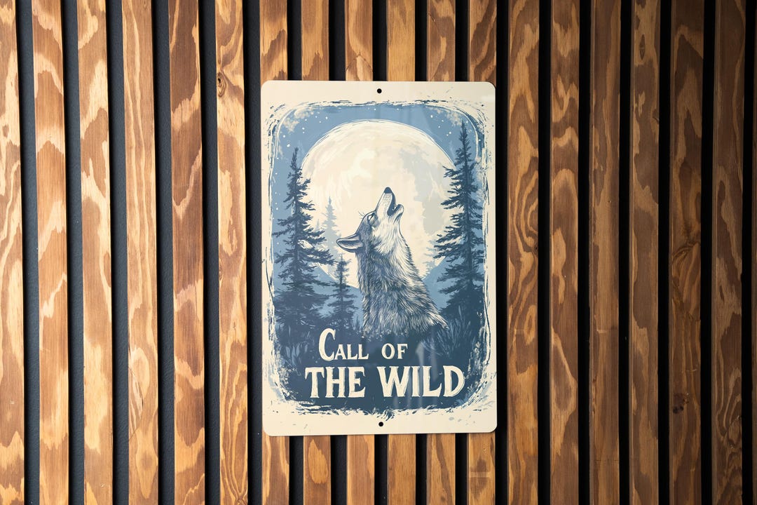 Howling Wolf Metal Sign, Call of the Wild Decor, Full Moon Art, Rustic ...