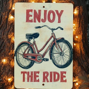 Vintage Bicycle Metal Sign, Enjoy the Ride, Retro Wall Decor, Classic ...