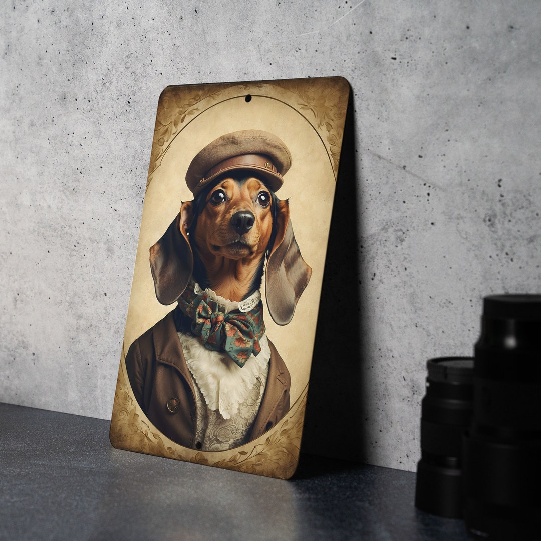 Victorian Portrait of a Dachshund Metal Sign - Classic Dog Art ...
