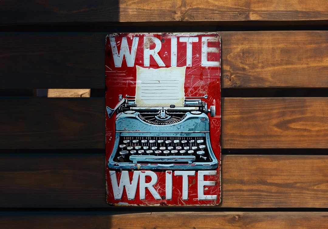Vintage Style Metal Sign, Writer WRITE Decor, Rustic Wall Art, Home ...