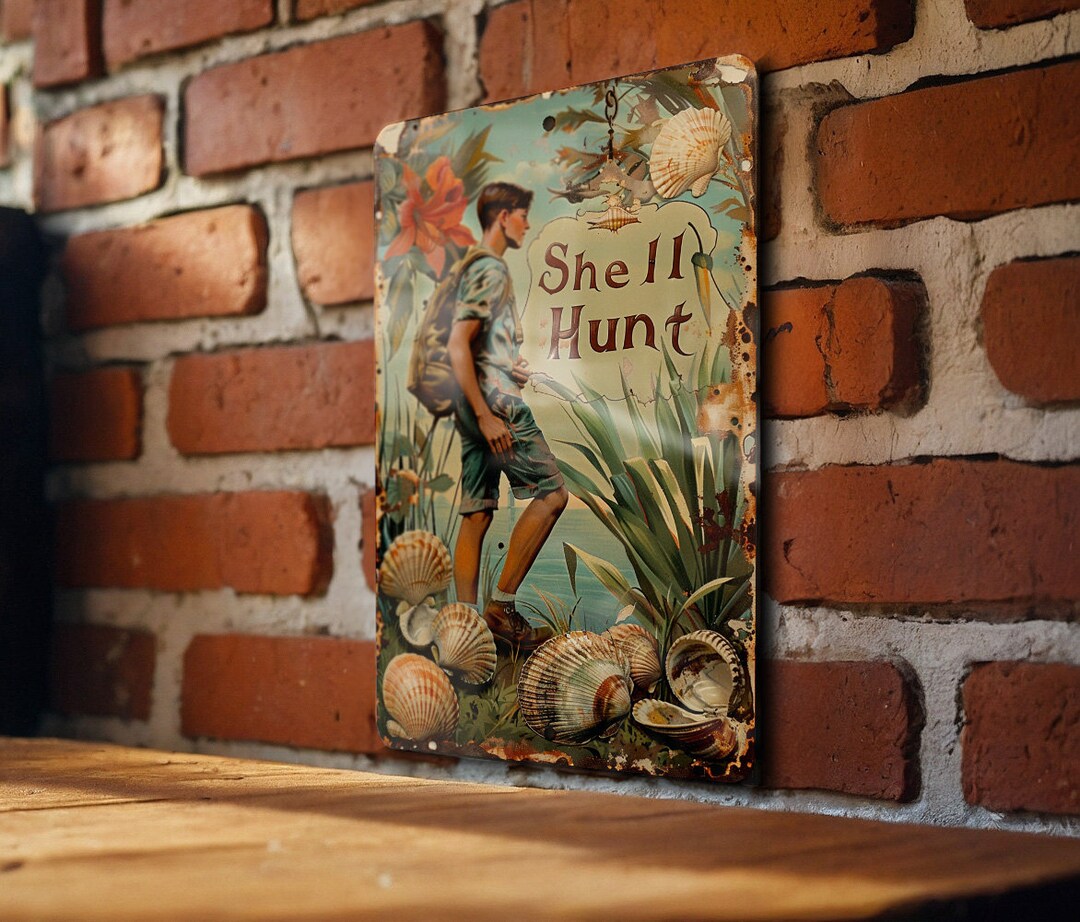 Vintage Style Shell Collector Metal Sign - Shell Collecting, Shell Hunt ...