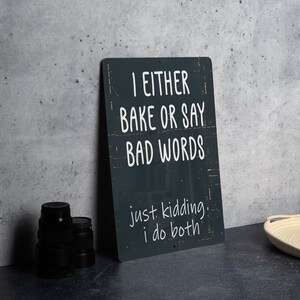 Metal Sign for Bakers, Funny Kitchen Decor, Bake or Curse, Unique Home ...
