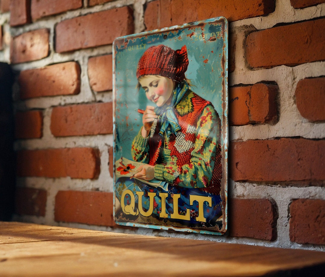 Vintage Style Quilt Sign, Metal Quilting Decor, Retro Wall Art, Quilt ...