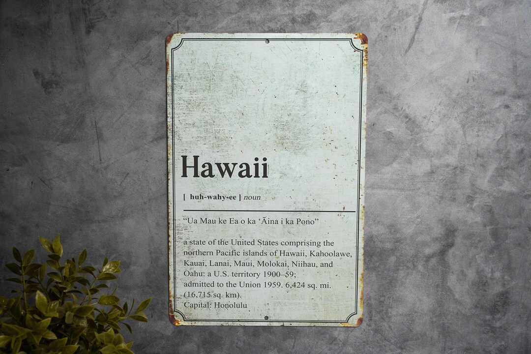 Hawaii State Definition - Metal Sign - State Decor - Hawaii State Pride ...