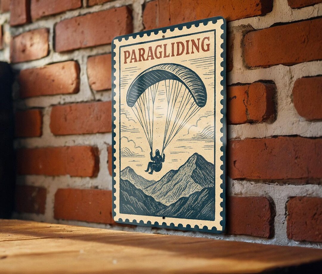 Paragliding Metal Sign Vintage Stamp Style Wall Art – Adventure Sports ...