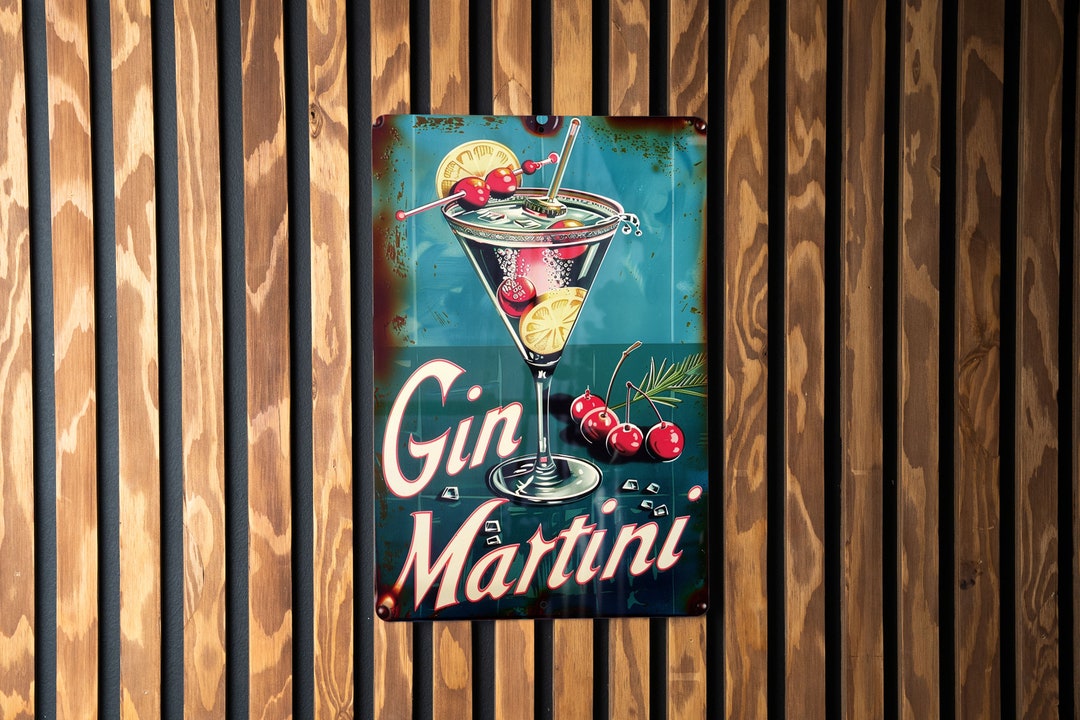 Vintage Gin Martini Metal Sign: Wall Decor, Bar Sign, Kitchen Art ...