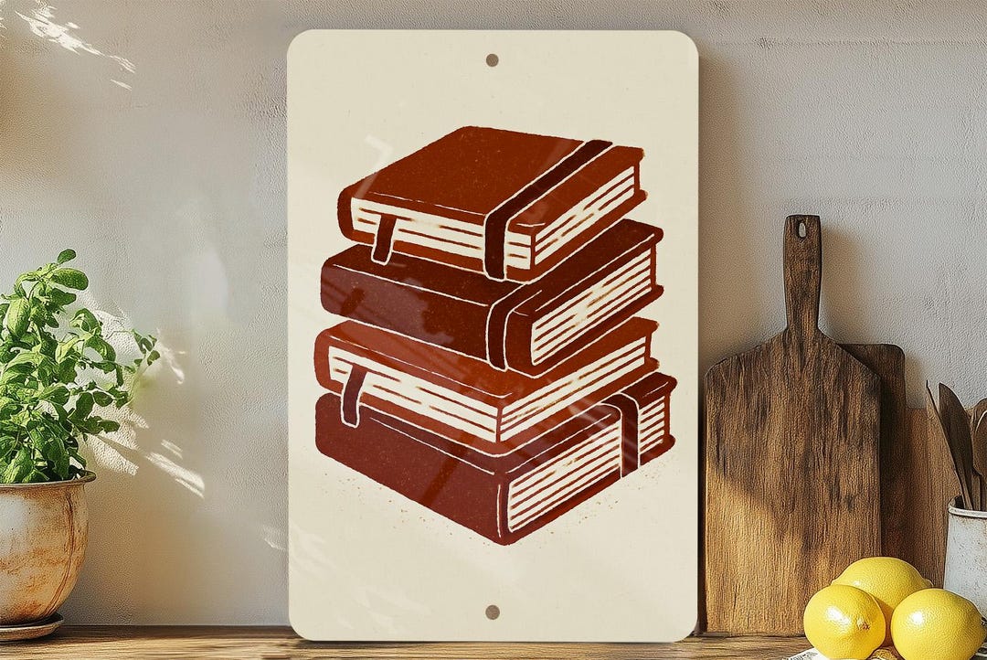 Notebook Stack Stamp Style Metal Sign – Vintage Office Decor, Retro ...