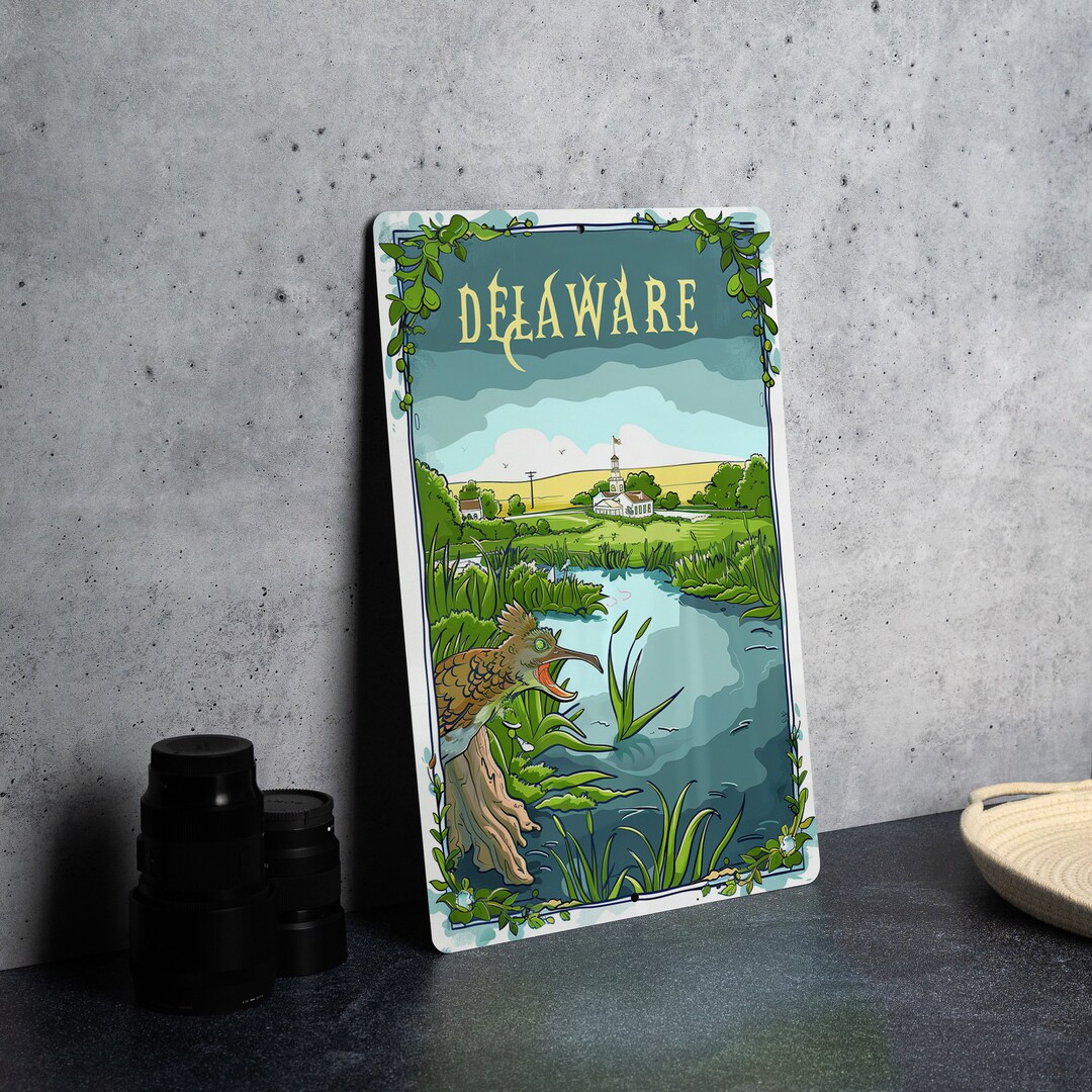 Retro Cartoon Delaware Visit Metal Sign | Vintage Decor Collectible ...