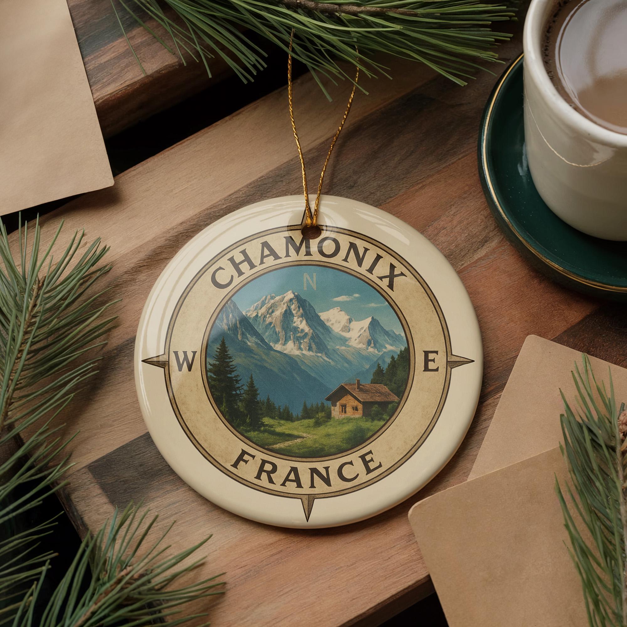 Chamonix France Compass Rose Map Ceramic Ornament – Iconic Mountain ...